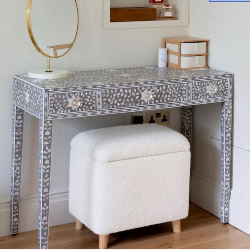 Bouclé Dressing Table Stool – Homeleigh Designs Ltd