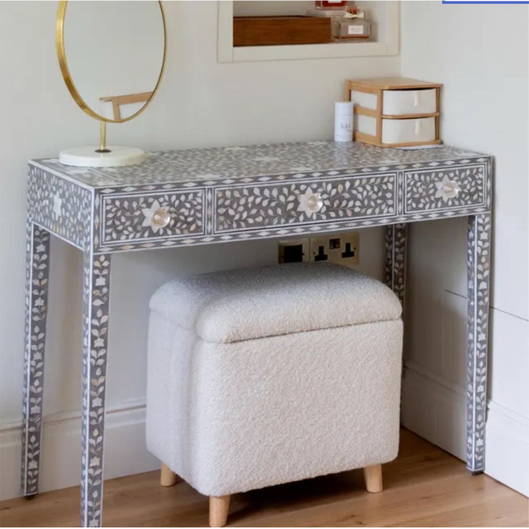 Bouclé Dressing Table Stool – Homeleigh Designs Ltd